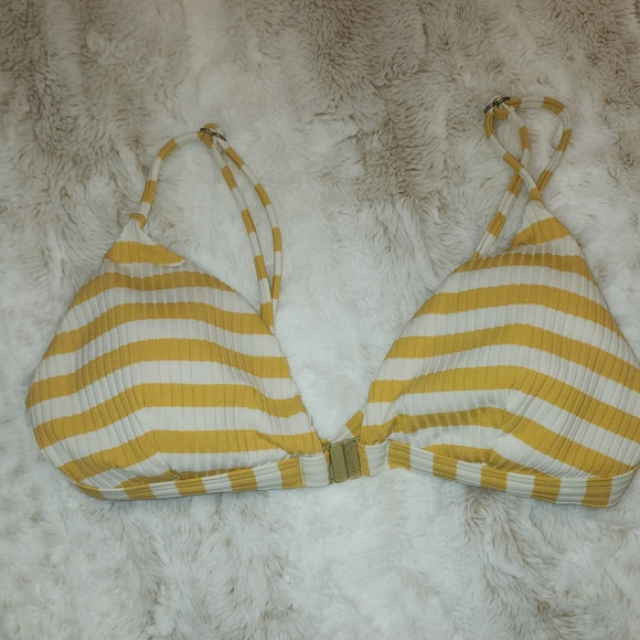 Swim | Yellow And White Striped Bikini Top | Poshmark
